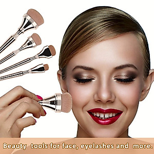 Logiverl 9 Pieces Makeup Brushes Powder Blush Foundation Concealer Eyeshadow Eyebrow Lip Flat Detail Brush for Blending Buffing Foundation Cream Make Up Brushes Tools Kit (Rose Golden)