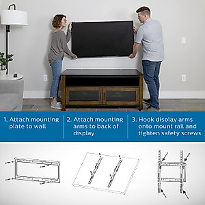 Philips Titlt TV Monitor Wall Mount Bracket for Most 30-80 Inch LED LCD OLED HDTV Flat Curved Screen TVs and Monitors with Max VESA 400x400mm up to 100lbs, Lockable Safety Bar, SQM7442/27