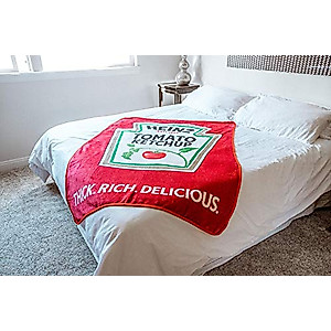Heinz Ketchup Logo Plush Throw Blanket | Cozy Sherpa Wrap Covering for Sofa, Bed | Super Soft Lightweight Fleece Blanket | Geeky Home Decor | 45 x 60 Inches