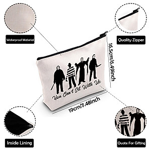 ZJXHPO Horror Movies Lover Gift You Cant Sit With Us Makeup Bag Horror Movie Fan Gift Horror Movie Canvas Tote Bag (Sit With Us 2)