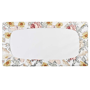 Diaper Changing Pad Cover, 2 Pack, Floral Changing Table Cover, Green Leaf Changing Pad Covers, Jersey Knit Changing Table Sheets, Gender Neutral Crib Bedding Covers for Baby Boy Girl