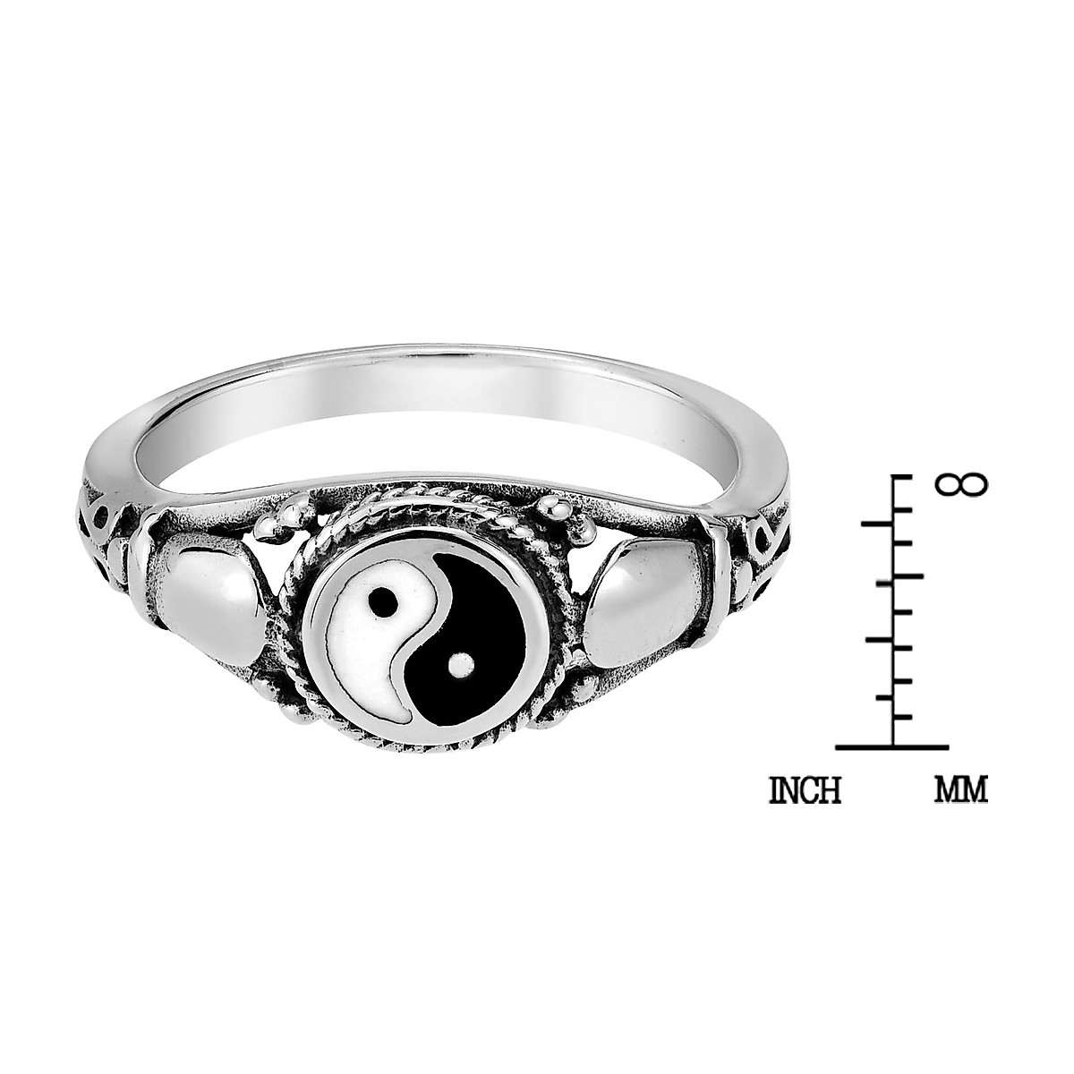 AeraVida Timeless Yin and Yang Cobra Symbol .925 Sterling Silver Ring (8)