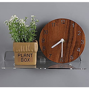 IEEK 4 PCS Clear Small Acrylic Floating Wall Shelves,9 Inch Adhesive Display Shelf for Nintendo Switch/Smart Speaker/Security Cameras/Action Figures,No Damage Expand Wall Space