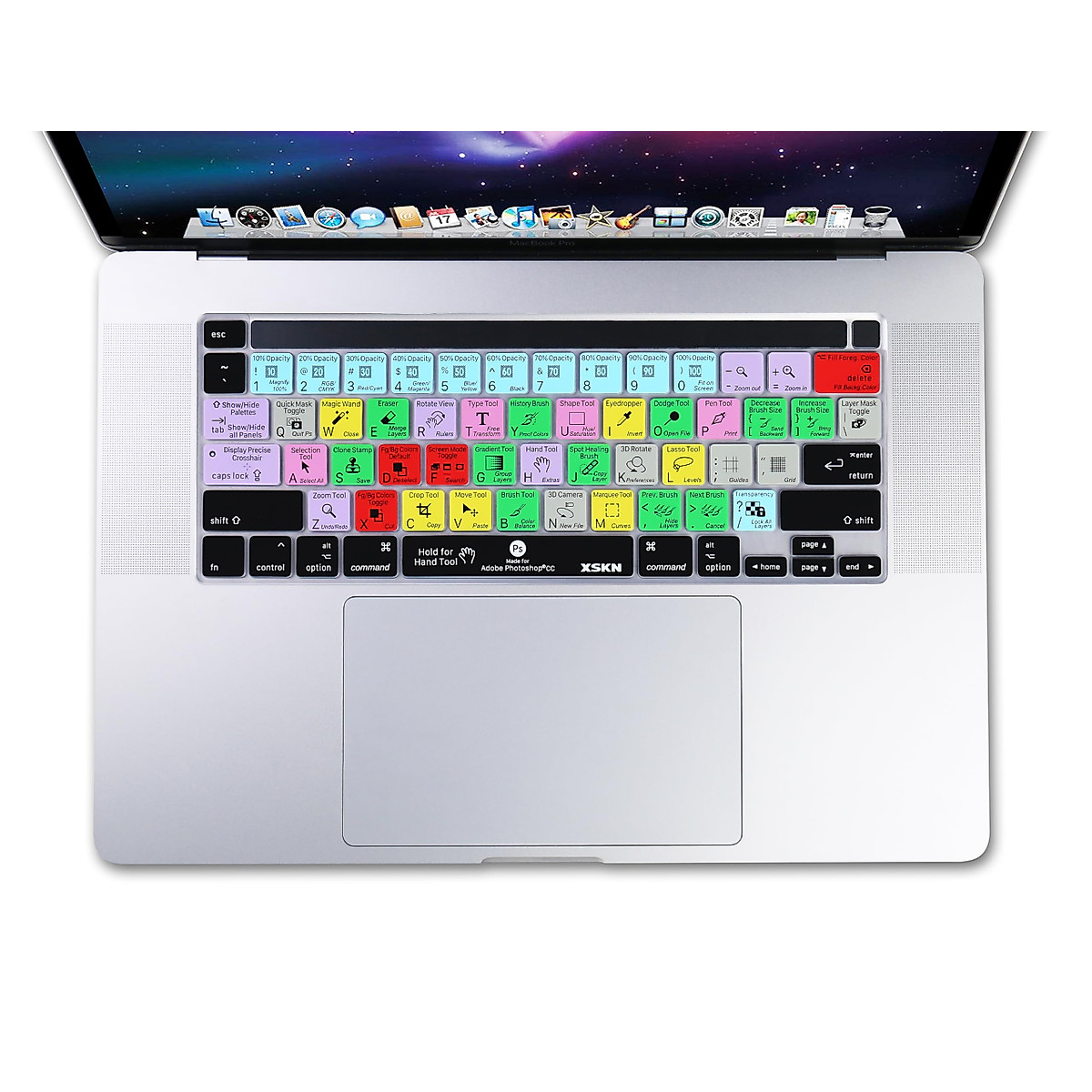 XSKN Photoshop CC English Silicone Shortcuts Keyboard Cover Skin for 2019 New MacBook Pro 16 inch A2141 and 2020 New MacBook Pro 13.3 inch A2338 M1/A2251/A2289 with Touch Bar & Touch ID US Version