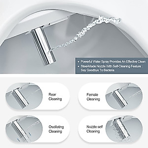 ZMJH ZMA102 Bidet Toilet Seat, Elongated Smart Unlimited Warm Water, Vortex Wash, Electronic Heated, Warm Air Dryer, Rear and Front Wash, LED Light, Need Electricity, White, (Elongated)