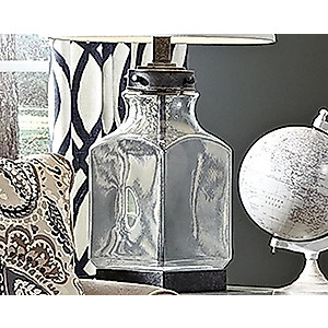 Signature Design by Ashley Sharolyn Modern Farmhouse 30.13" Glass Table Lamp, Silver