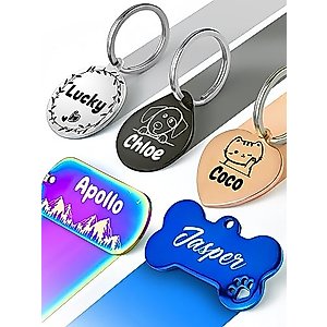 Pet Dog ID Tags Personalized Engraved Stainless Steel Custom Collar Charm Name Tags for Dog and cat, Available in Sizes Including Large Medium Small