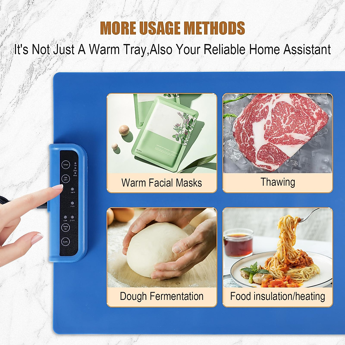 Electric Warming Tray 2024 New，Portable Silicone Food Warmer Heater Mat，Travel Roll Up Fast Heating Pad，Foldable Keep Plates Fast Warm for Buffets Party，Large Surface Area with Adjustable Temperature