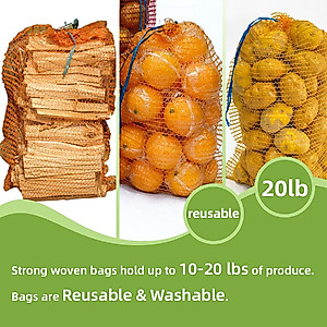deebree Reusable Potato Storage Mesh Bags, 18"×22” Breathable Mesh Firewood Bags Raschel Mesh Bag for Vegetables Washable Net Bags with Drawstring for Potato Onion Storage 10 Pack