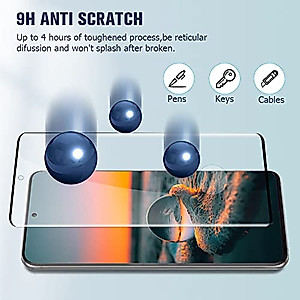 [2+2Pack] Galaxy S21 Ultra Screen Protector with Camera Lens Protector, 9H Hardness Ultrasonic Fingerprint Support 3D Curved No Bubbles,for Samsung Galaxy S21 Ultra 5G 6.8 Inch Glass Screen Protector