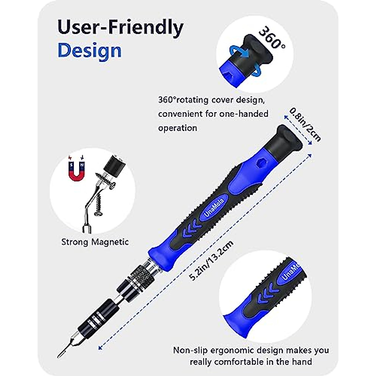 Precision Screwdriver Set, UnaMela Upgraded 122 in 1 with 101 Bits Repair Tool Kit, Magnetic Screwdriver Set with 21 Repair Tools for Electronics, Laptop, Computer, PC, iPhone, PS4, Game Console