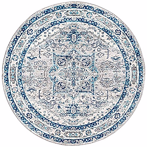 JONATHAN Y MDP106A-6R Modern Persian Vintage Medallion Traditional Indoor Area-Rug Country Easy-Cleaning Bedroom Kitchen Living Room Non Shedding, 6' Round, Light Grey/Blue