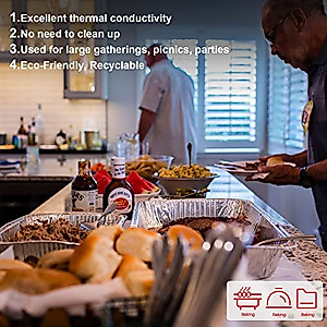 Sakuchi 9x13 Disposable Aluminum Foil Pans [50 Sets] Large Baking Pan Trays - Heavy Duty Tin Tray - Half Size Chafing Dishes. Food Containers for Roasting, Cooking, Heating or Steam Table