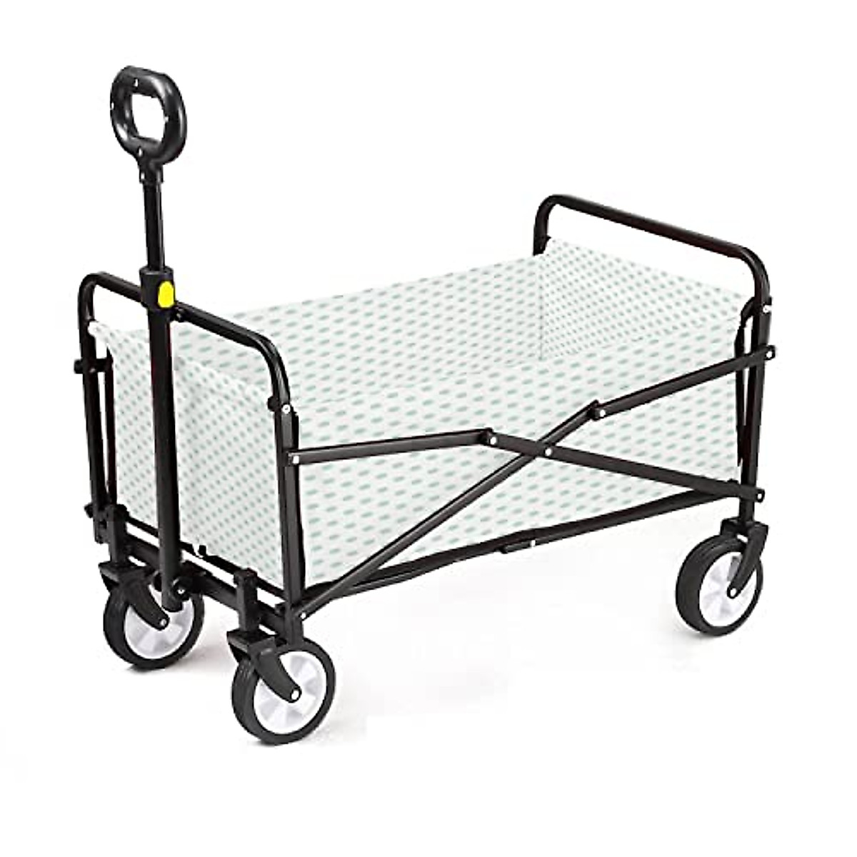 Collapsible Wagon Cart Tile Mint dots on White Foldable Utility Wagon Large Capacity Garden Cart with Push Bar for Beach Camp Outdoor Shopping