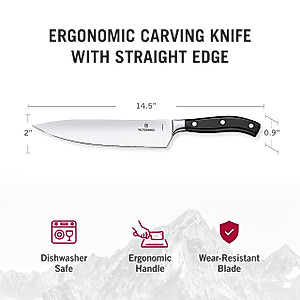 Victorinox Grand Maitre Chef's Knife - Kitchen Knife for Cutting Meat, Vegetables & Fruit - Modern Slicing Knife for Cooking - Black Handle, 8.5"