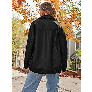 AUTOMET Womens Oversized Leather Jackets Faux Suede Fall Fashion Motorcycle Coats Winter Outfits Clothes Y2k Tops Black XXL