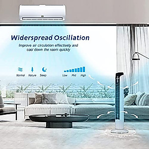 MEPTY Tower Fan with Remote, 36'' Oscillating Bladeless Fan, Quiet Cooling Fan with 15H Timer,3 Speeds,3 Modes,Standing Floor Fan, Tower Fan for Bedroom Office Living Room