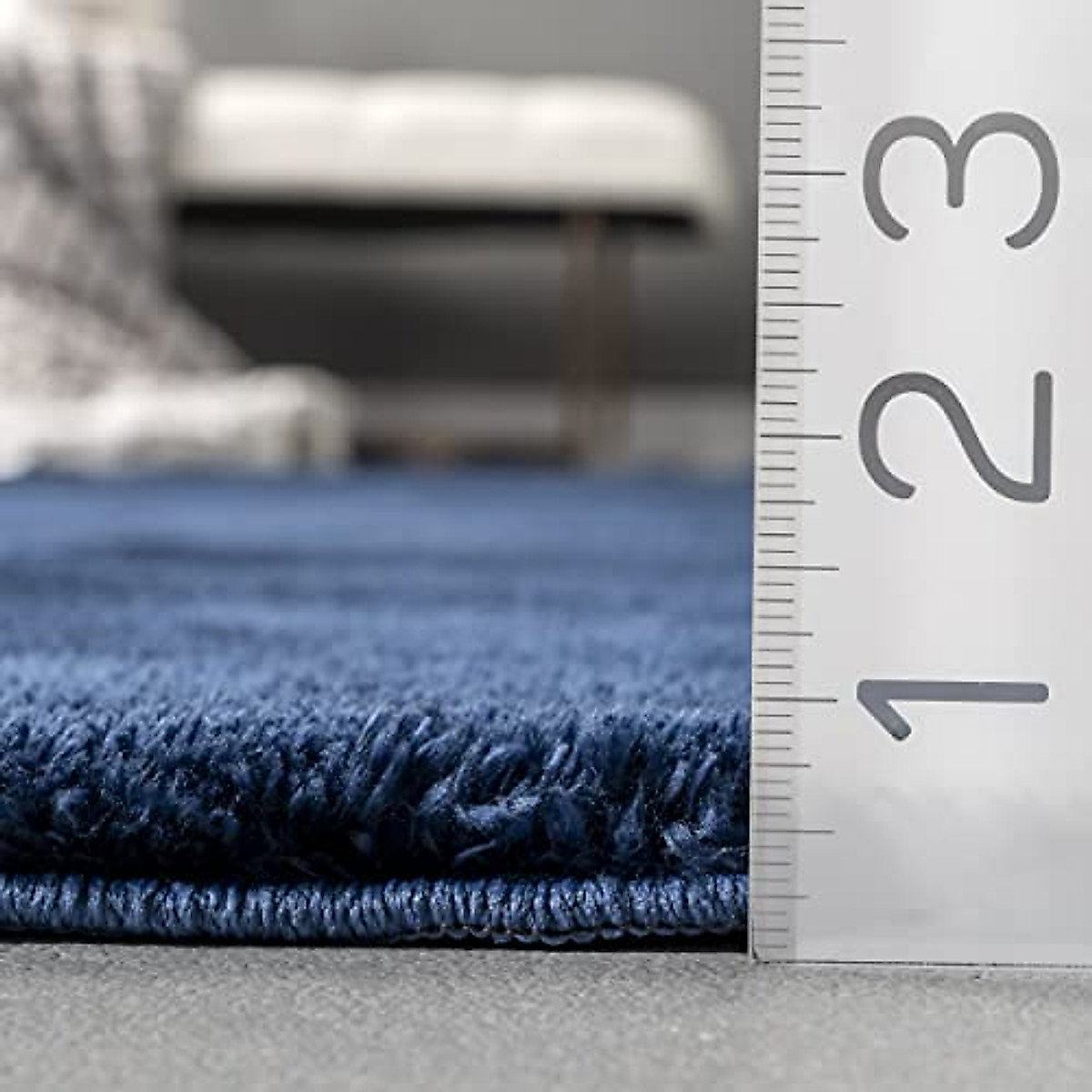 nuLOOM Loni Solid 5x8 Machine Washable Shag Area Rug for Living Room Bedroom Dining Room Nursery, Navy/Ivory