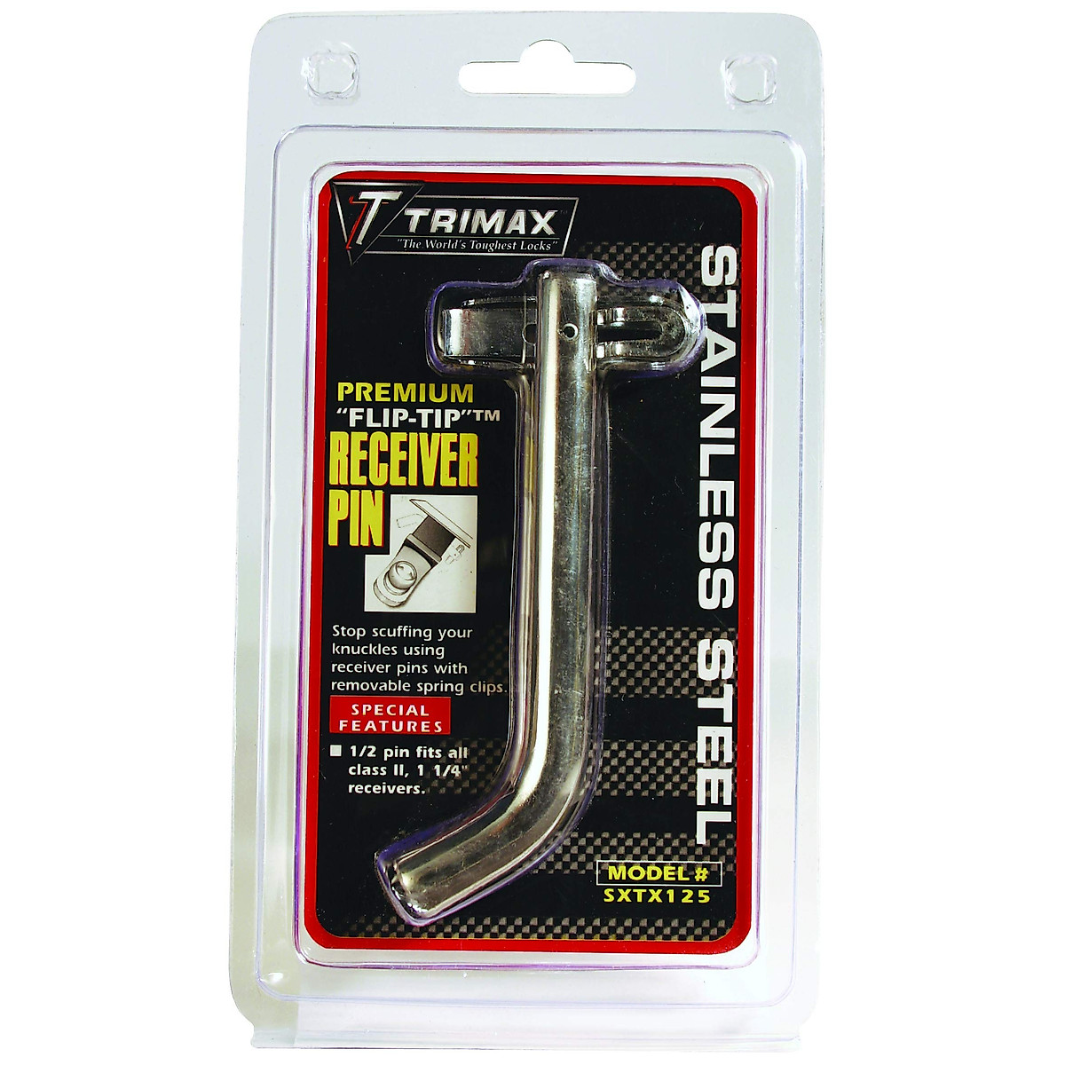 Trimax SXTX125 Premium Stainless Steel Flip-Tip 1/2" Receiver Pin