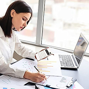 Rose Gold Calculator, UPIHO Rose Gold Office Supplies and Accessories, 10 Digits Solar Battery Basic Office Calculator, Dual Power Desktop Calculator with Large LCD Display, Pink Office Supplies