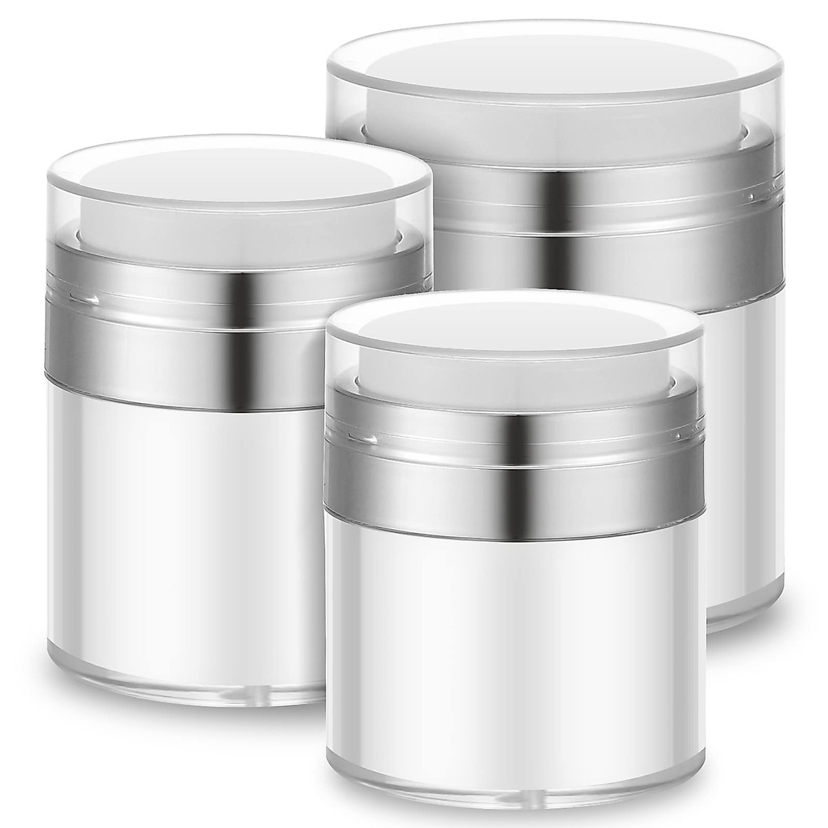 3 Pack Airless Pump Jar, Moisturizer Pump Container, Pump Moisturizer Container, Leak-proof Travel Containers for Thick Moisturizer, Skincare Cream, Travel Lotion Container（0.5oz /1oz /1.7oz）