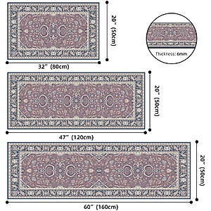 Jinaply Kitchen Rugs Sets 3 Piece with Runner Non Slip,Kitchen Rugs and Mats,Red Bohemian Kitchen Runner Rug Set for Non Skid Washable for Hallway Kitchen Laundry Room Bathroom