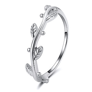 Unique Sterling Silver Wedding Band for Women by Ginger Lyne | Ivy Vine Leaf Wedding Ring OliveTree Branch Floral Style Promise Ring for Her