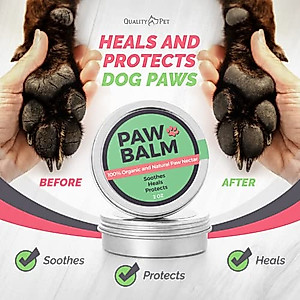 Paw Nectar Dog Paw Balm - Heals, Repairs & Restores Dry, Cracked & Damaged Paws - 100% Organic & Natural Cream Butter, Wax, Moisturizer & Protection for Dog Feet & Foot Pads - Effective & Safe - 2 Oz