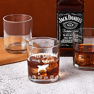 DAZLUTE Uncle Gifts from Niece, Funny Uncle Shark Whiskey Glass, Father’s Day Gifts Birthday Present Christmas Gifts for uncle Brother Cousin, 10Oz Old Fashioned Glass