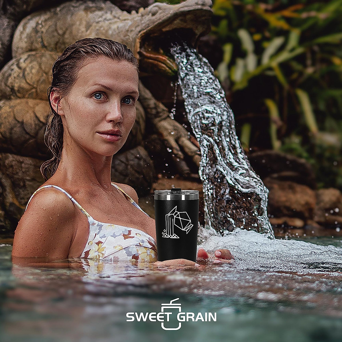 sweet grain 20oz Coffee Tumbler - Stainless Steel Double Wall Insulated Constellation Tumbler with Lid and Straw, Personalized Zodiac Gifts for Birthday/Bachelor Party - Aquarius