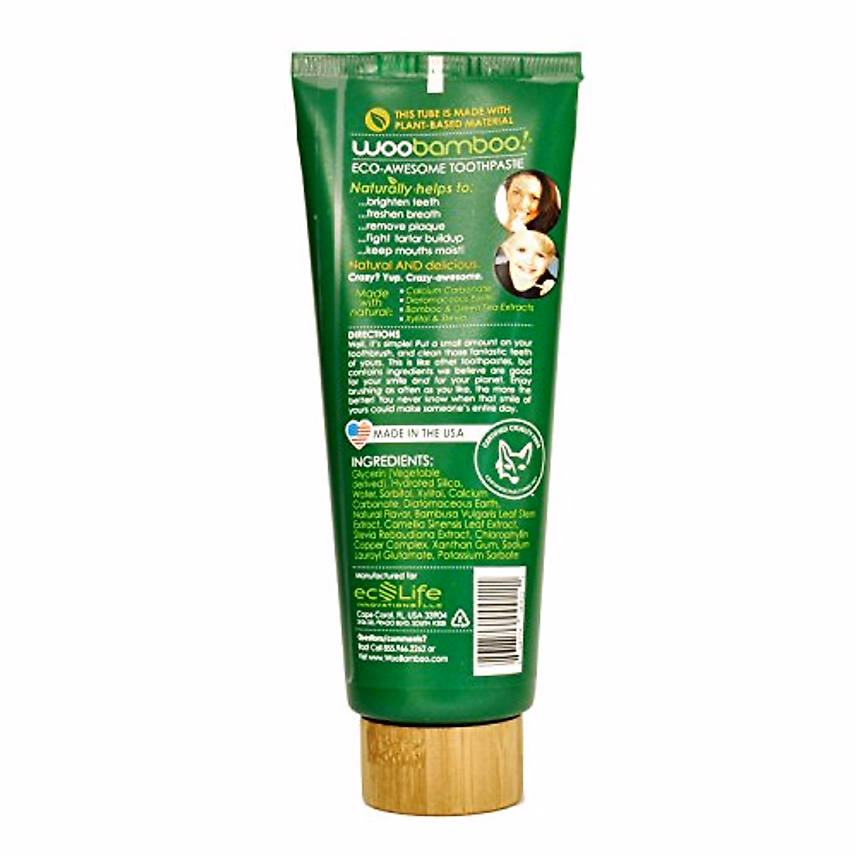 WooBamboo! Vanilla Mint Toothpaste - Naturally Derived, Fluoride Free, Vegan, Gluten Free
