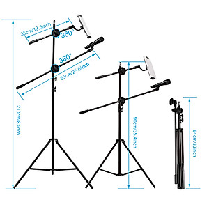Microphone Stand, IMAGE Mic Stand with Mic Clip Holder, Collapsible and Adjustable Height Heavy Metal Base for PC, Tablet or Cellphone