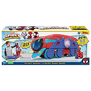 Marvel Spidey and His Amazing Friends Spider Crawl-R 2-in-1 Headquarters Playset, Preschool Toy with 2 Modes, Lights, Sounds, 3 Years and Up, 2 Feet Tall