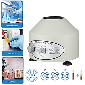 MECCTP Electric Lab Laboratory Centrifuge Machine Lab Medical Practice w/Timer and Speed Control, Max Speed 4000 RPM Capacity 6 x 20ml, Silver, 9.65inch×9inch
