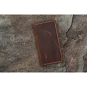 Distressed vintage brown leather iPhone14 13 12 11 Pro Max wallet case/real leather iPhone XR XS Max Wallet Case -IP005W
