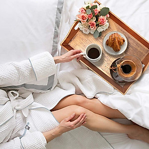 Set of 3 Large Serving Trays w/Handles Nesting Breakfast Serving Trays Afternoon Tea Tray Decorative Rectangular Display Tray Set Nested Food Tray Butler Serving Tray for Kitchen Party Dinner Snack