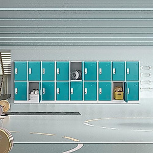 WTRAVEL Locker Steel Storage Cabinet, 2 Tiers 6 Doors Storage Locker for Gym School Office Metal Lockers for Employees with Keys (2 Tiers / 6 Doors Sky-Blue)