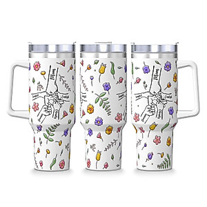 Personalized 40 Oz Stainless Steel Tumbler Best Mom Ever Cup Gift, Custom Name 3D Inflated Effect Travel Mug, Birthday Valentine's Day Coffee Mug for Mom Nana Mothers Day Gifts for Mom,01