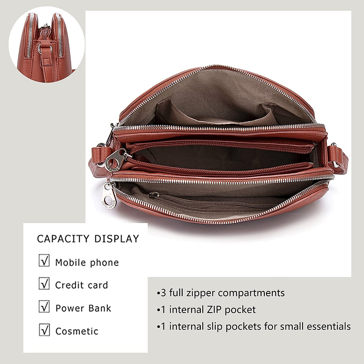 Compact Crossbody Bags for Women,Stylish Designer Shoulder Purses and Handbags with 3 Zip Compartment Porkets,Small Size Red Faux Leather Purse