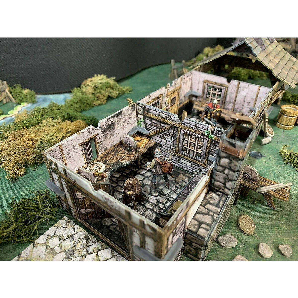 Battle Systems – Modular Fantasy Scenery – Perfect for Roleplaying and Wargames - Multi Level Tabletop Terrain for 28mm Miniatures – Colour Printed Model Diorama – DND Warhammer (Blacksmith's Forge)