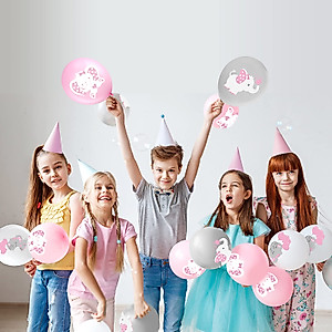 Aoriher 45 Pieces Elephant Balloon 12 Inch Baby Shower Elephant Balloon for Baby Boy Girl Gender Reveal Elephant Animal Themed Birthday Party Supplies Indoor Outdoor Decor (Pink, Gray, White)