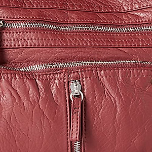 Bueno of California Grainy Washed Organzier Shoulder Bag, Wine