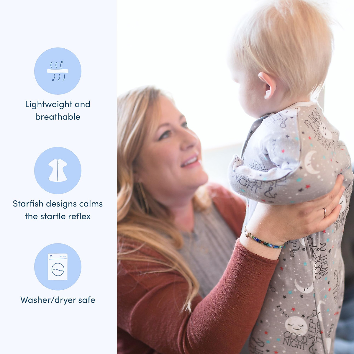 SleepingBaby Zipadee-Zip Transitional Swaddle Sack, 12-24 Month - Roomy Zipper Swaddle for Easy Diaper Changes and Proper Hip Development - Baby Swaddle Sack, Large - Goodnight Moon