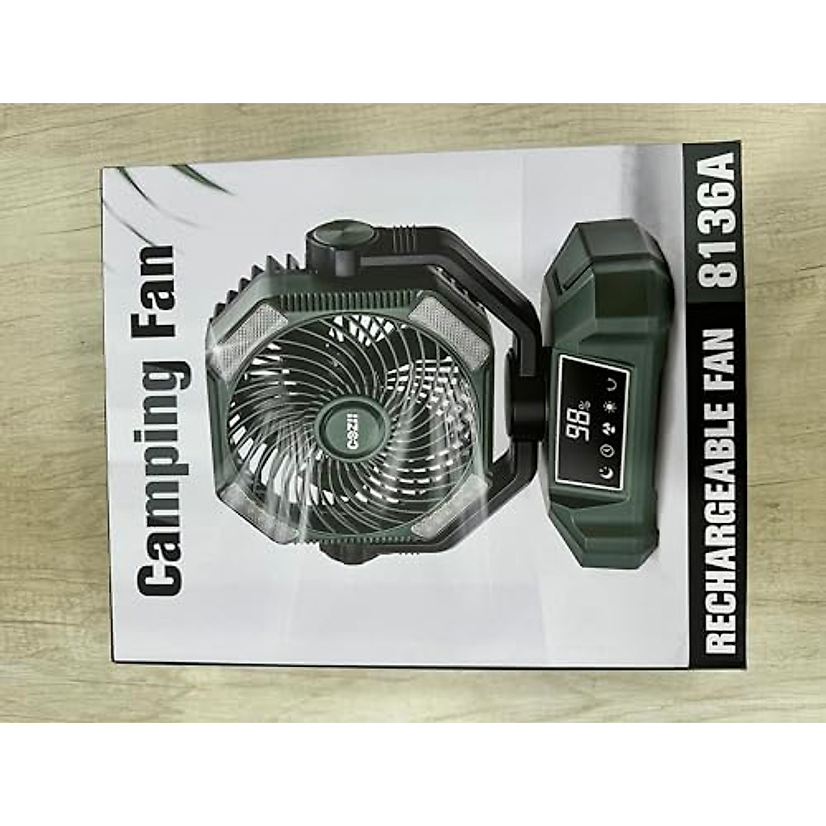 COZII Portable Fan Rechargeable, 20000mAh Battery Operated Oscillating Fan with Touch Screen -5 Speeds Cordless Desk Camping Fan with LED Display for Home Jobsite Outdoor Tent Beach, 8 Timing, Lantern