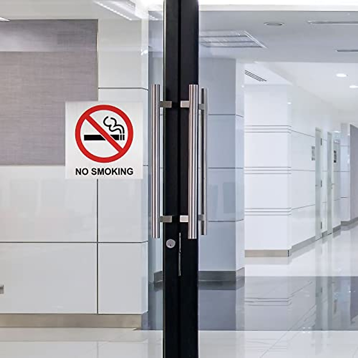 4 Pack No Smoking Signs for Businesses, Aluminum Metal Sticker for Restaurants, Public Spaces, Self-Adhesive (5.5 x 5.5 In)