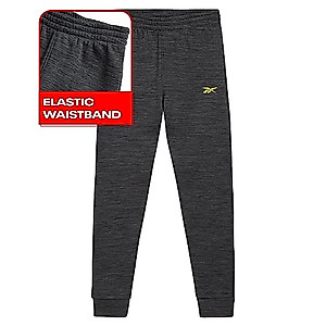 Reebok Boys' Sweatsuit - Active Fleece Zip Hoodie Sweatshirt and Jogger Sweatpants (2T-12), Size 10, Black Straided