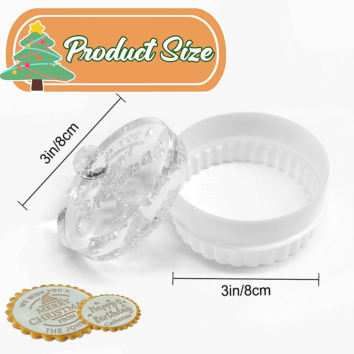 Personalized Cookie Stamp with Name Christmas Custom Cookie Cutter Stamps Customized Christmas Cookie Mold for Baking Fondant Embosser Biscuit Sugar Paste Cakes-Baby Baptism Shower Style