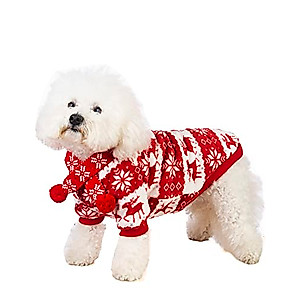 Coomour Dog Christmas Shirt Deer Pet Clothes Dogs Xmas Soft Shirts with Christams Bandanas Apparel Pupy Elf Costume Outfits for Small Dogs and Cats (M)