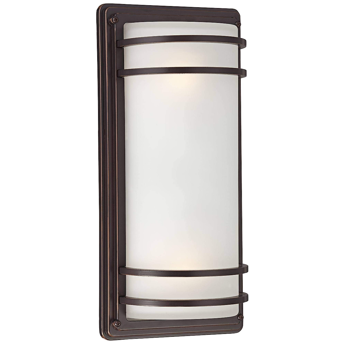 John Timberland Habitat Modern Industrial Outdoor Wall Light Fixture Rubbed Bronze Steel 16" Opal Etched Glass for Exterior House Porch Patio Outside Deck Garage Yard Front Door Garden Home