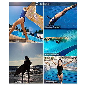 American Trends Swimsuit Women One Piece Bathing Suit for Women Tummy Control Modest Swimwear Long Torso Athletic Swimming Suits for Teens Girls Blue&Green 10-12